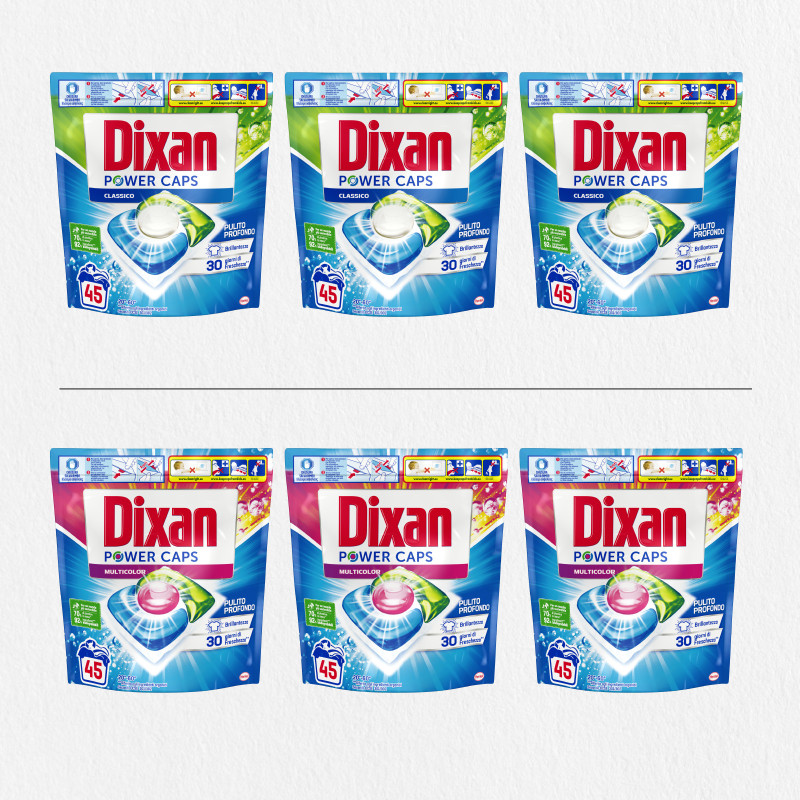 Dixan Power Caps Detersivi in Capsule Classico e Multicolor