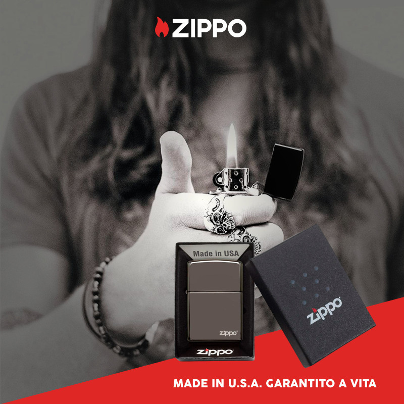 Accendino Zippo mod. 150ZL Black Ice Zippo Logo Antivento
