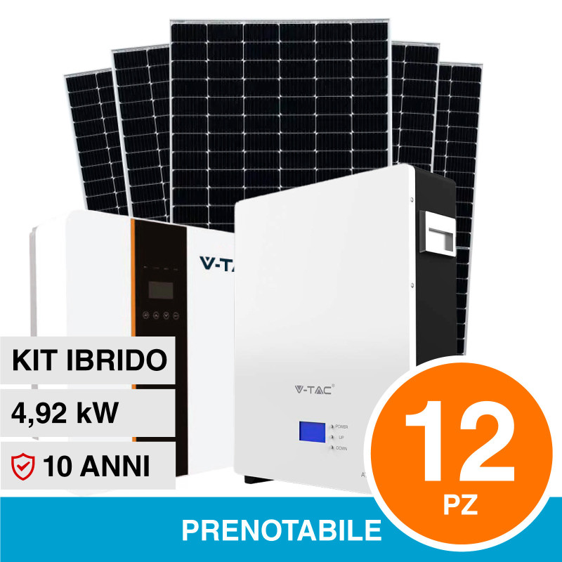 12 Pannelli Solari 410W IP68 + Batteria V-Tac + Inverter LCD