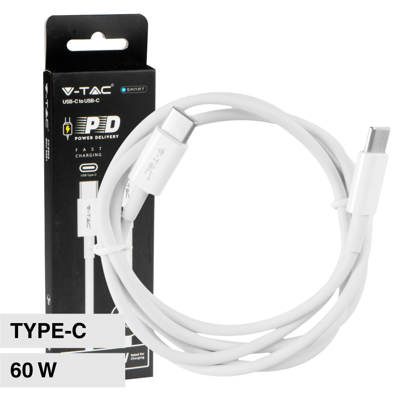VT-5303 Cavo USB Type-C Bianco 1m V-Tac