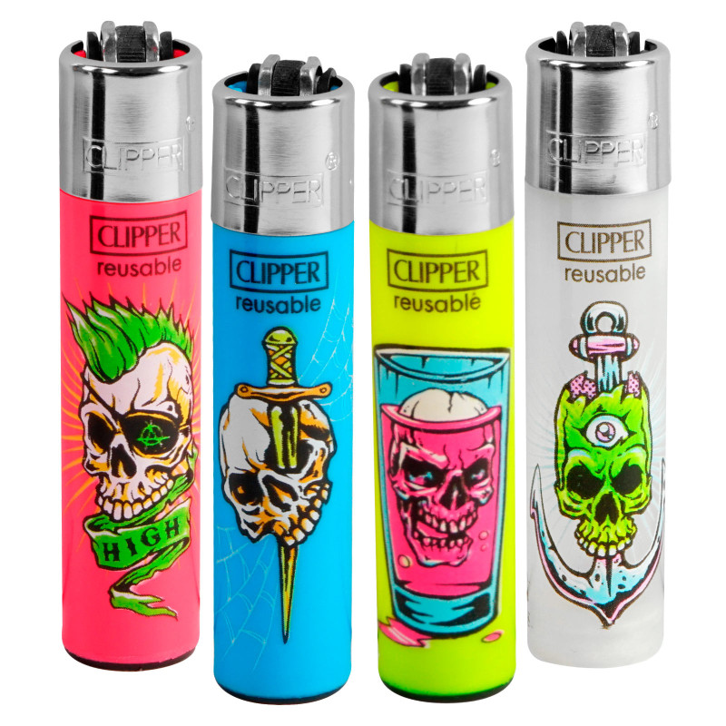 Clipper Bone Portraits Ricaricabili 4 Accendini a Pietrina