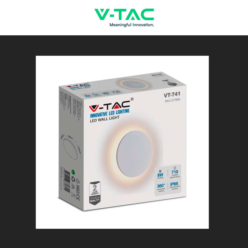 VT-741 Lampada LED da Muro 5W SMD IP65 Colore Bianco V-Tac